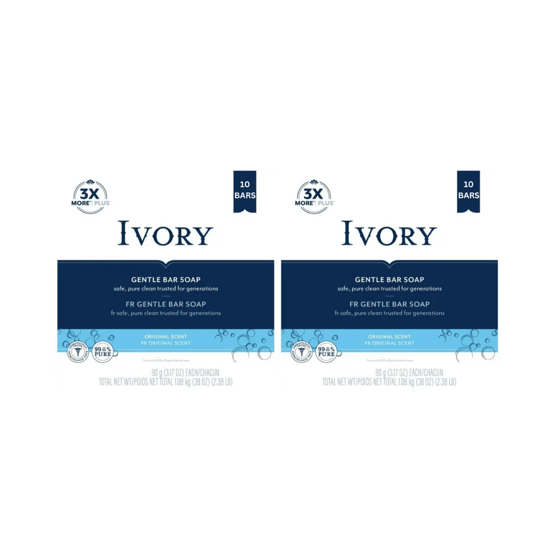 Ivory Ivory Gentle Bar Soap Original Scent, 3.17oz, 10 Bars - Pack Of 2 ...