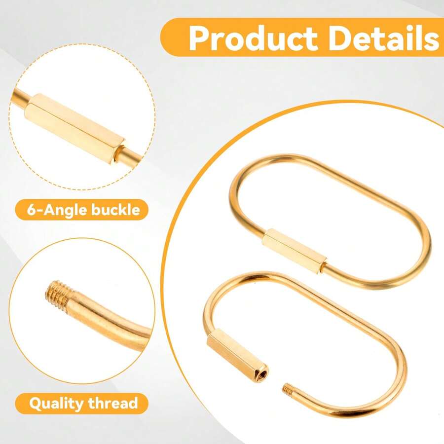 2Pcs Gold Brass Key Ring Brass Screw Lock Key Ring Simple Brass ...
