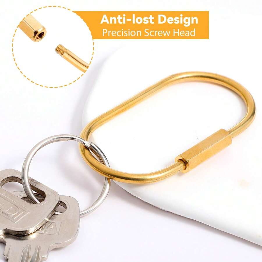 2Pcs Gold Brass Key Ring Brass Screw Lock Key Ring Simple Brass ...