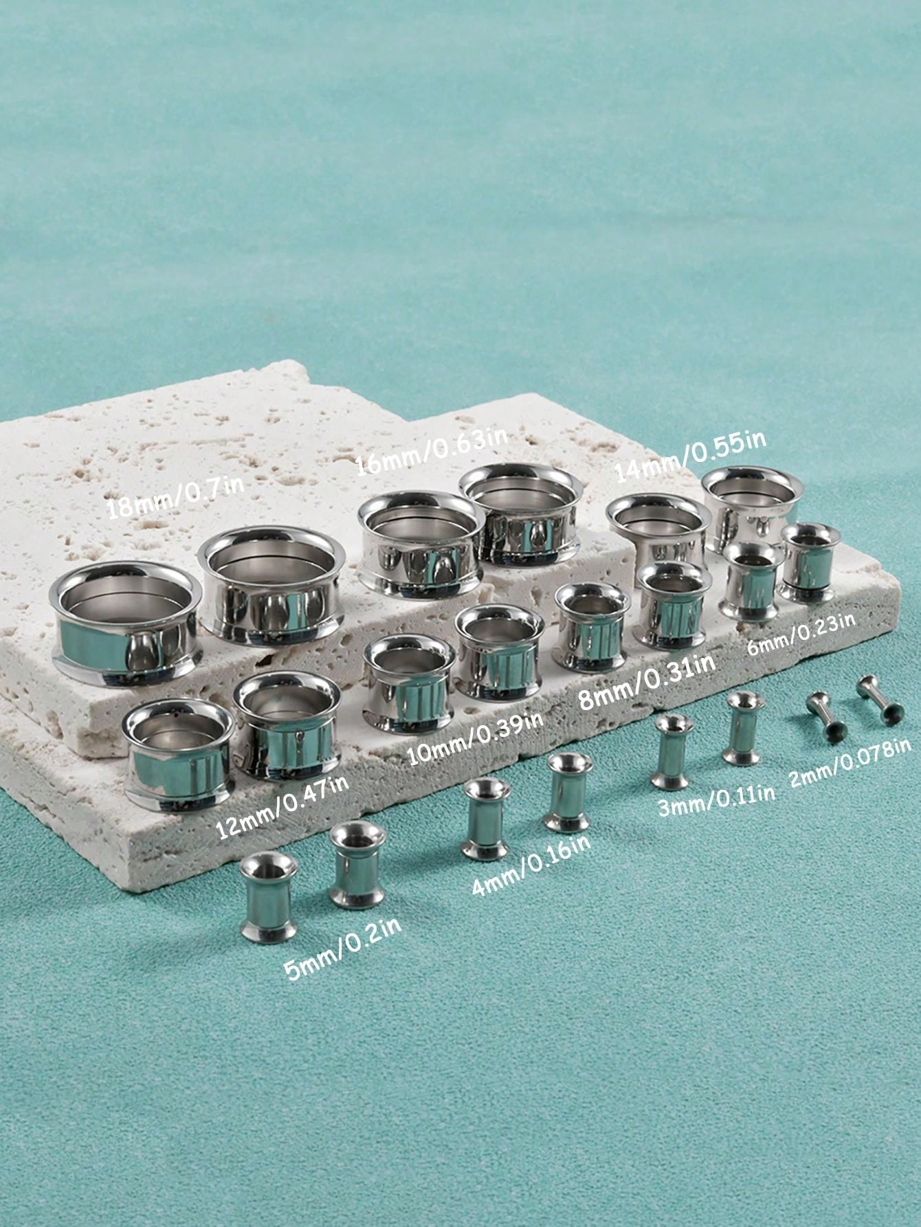 PAIR Stainless Steel Internal Threaded Ear Tunnel Plugs Expander Tapers ...