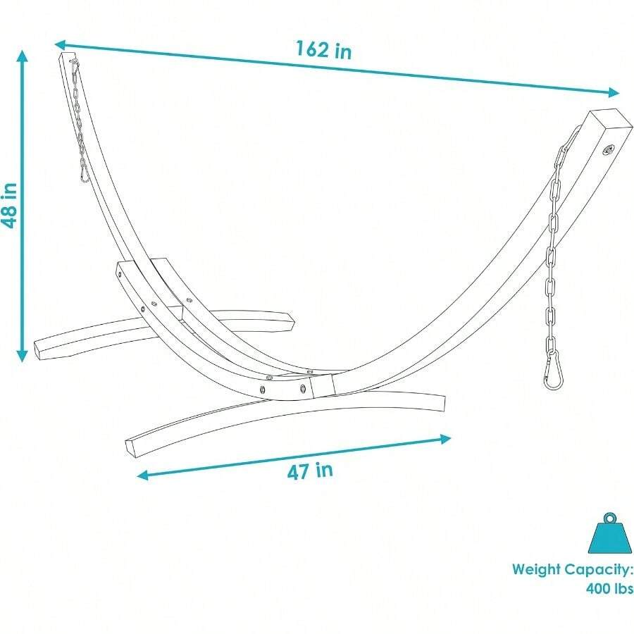 13-Foot Curved Wood Hammock Stand 2 Person Larch Wood Hammock Arc Stand ...