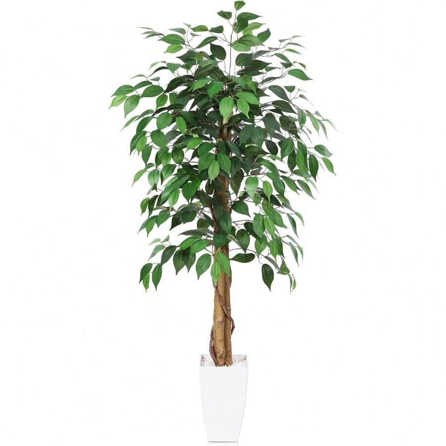 120cm Tall Artificial Ficus Plant In White Pot For Indoor Home ...