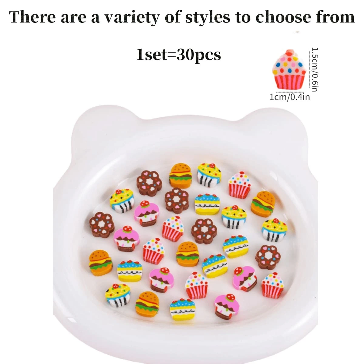 1set=30pcs Transparent Bags Of Cartoon Fruit Animal Love Mini Erasers ...