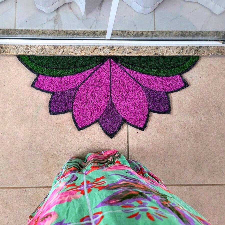 Tapete Capacho Mandala Flor de Lótus 80x40 Porta Sala Banheiro ...