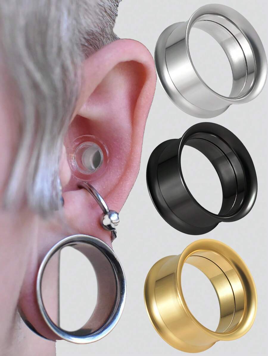 PAIR Stainless Steel Internal Threaded Ear Tunnel Plugs Expander Tapers ...