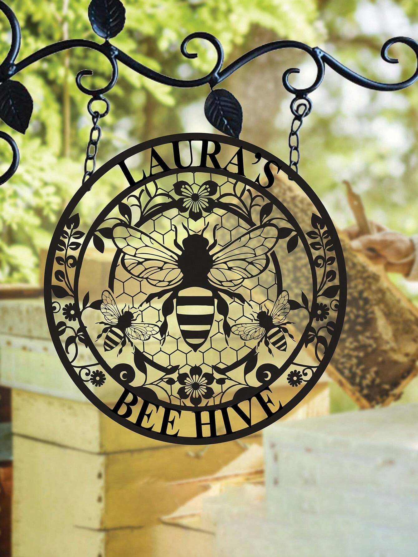 1pc Customized Bees Metal Black Logo, Bees Metal Wall Art, Bees Wall ...