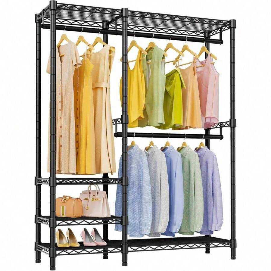 Garment Rack For Hanging Clothes, Portable Closet System With 4 ...