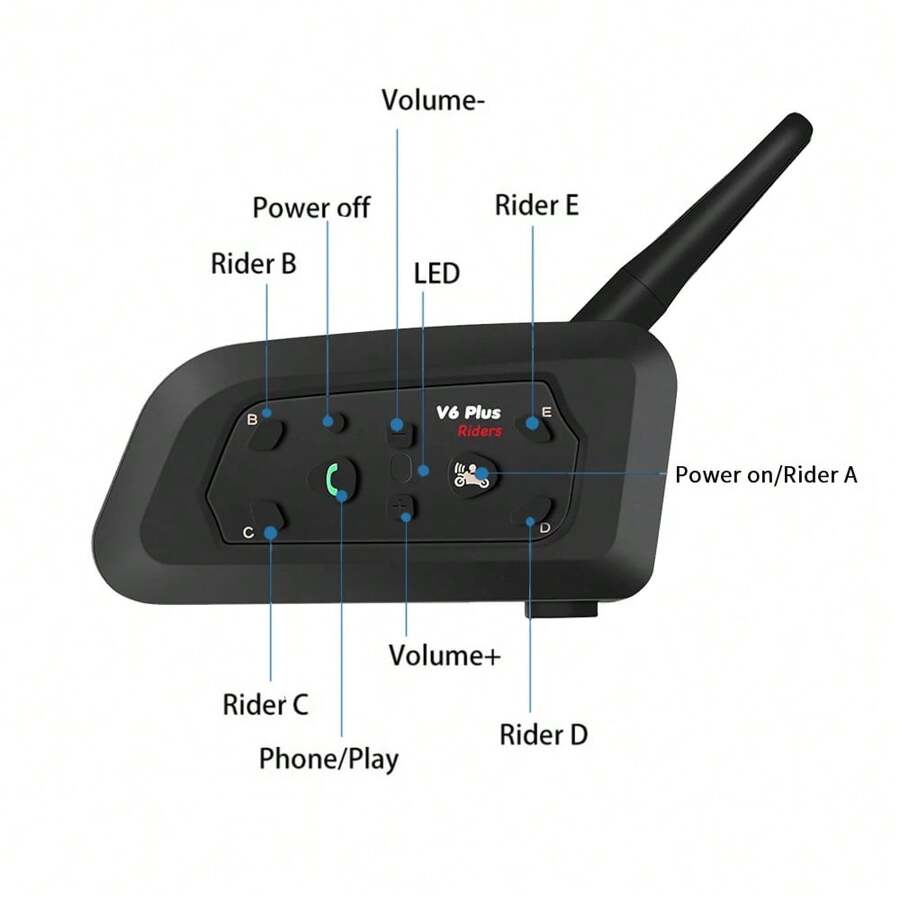 1/2 Sets V6 Plus Motorcycle Helmet Bluetooth Intercom Headset, 1200m ...