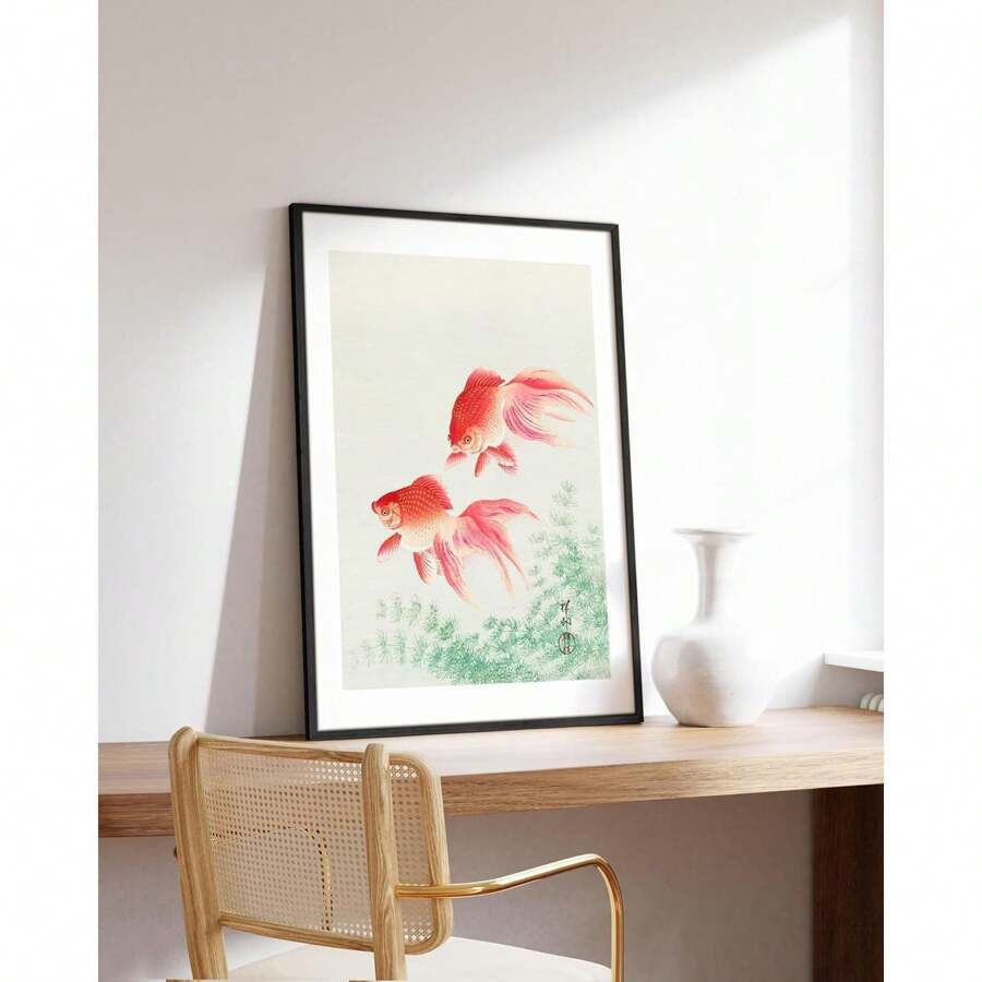 Fish Poster Aesthetic Asian Art - Japanese Goldfish Artwork Poster ...