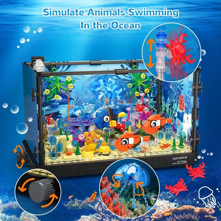 Fish Tank Building Blocks With LED Light Movable Aquarium Building Toys ...