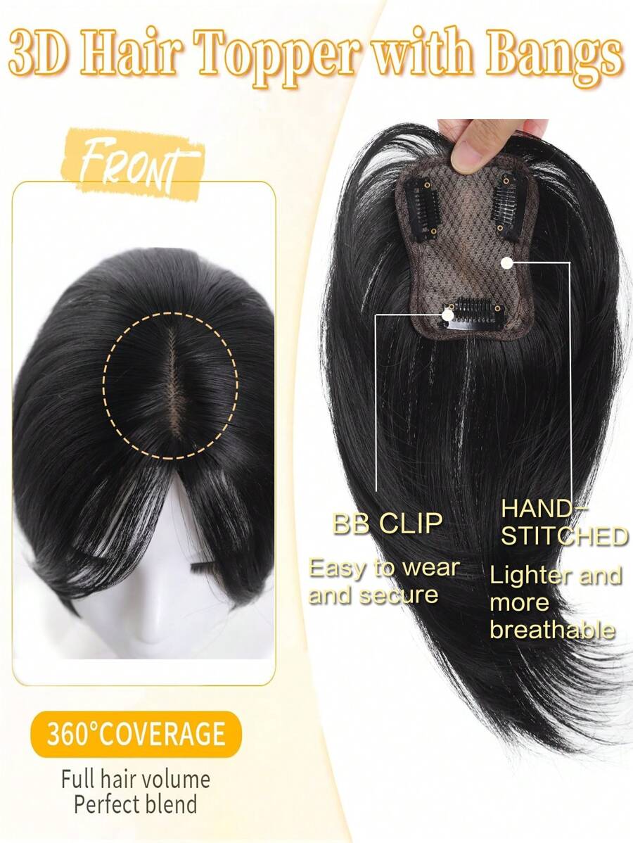 Eight Character Bangs Wig Piece For Women With Extra Hair Volume On Top ...