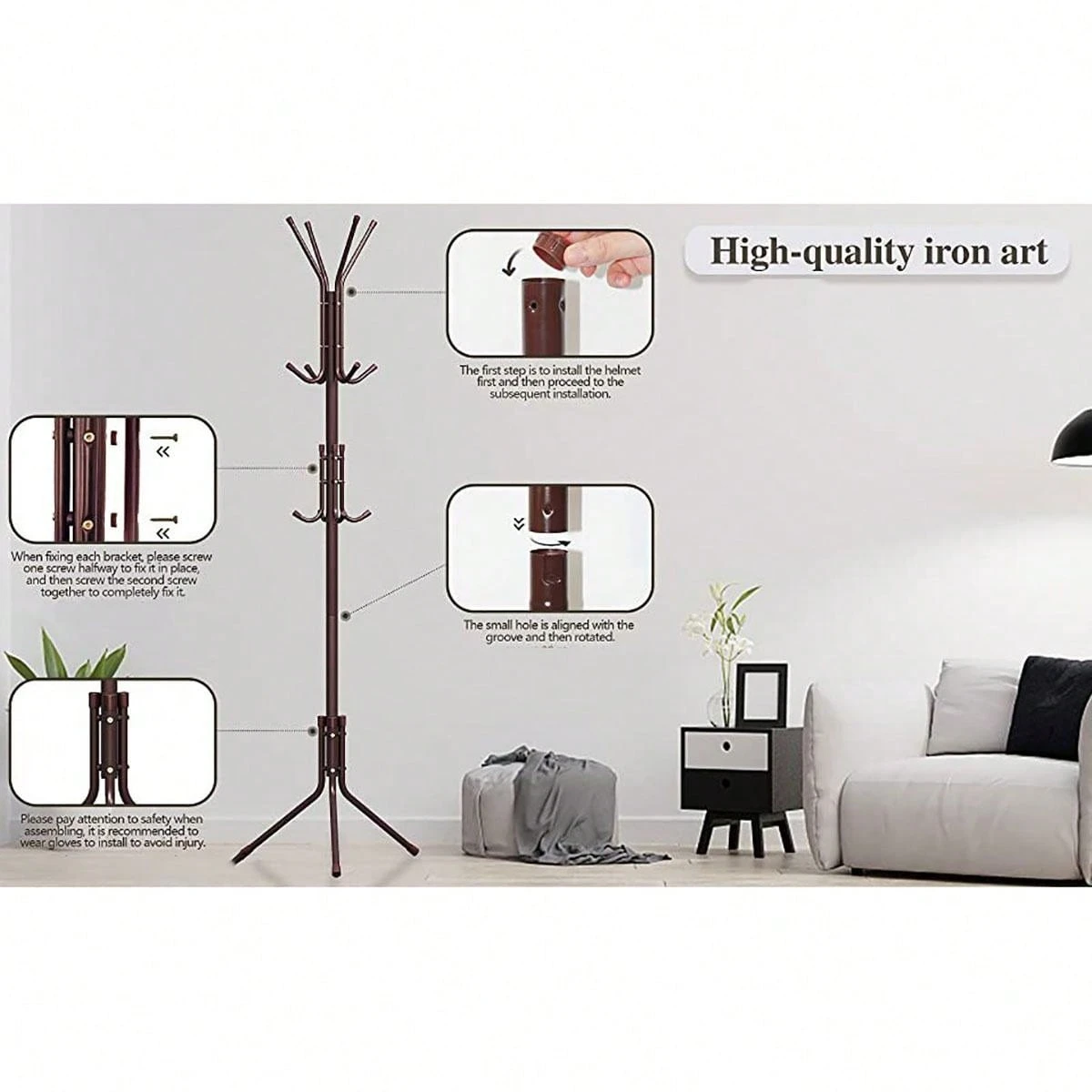 Standing Coat Rack Metal Free-Standing Coat Rack 3 Layers Free Standing ...
