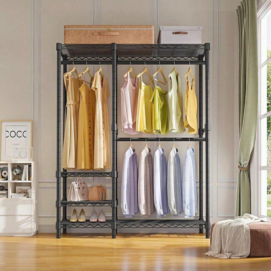 Garment Rack For Hanging Clothes, Portable Closet System With 4 ...
