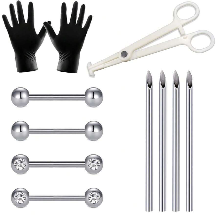 Nipple Tongue Piercing Kit With 12G Piercing Needles Stainless Steel ...
