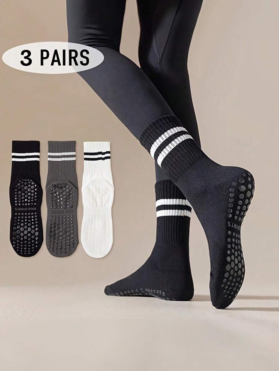 3/5 Pairs Women Yoga Socks, Non-Slip Silicone Indoor Sports Fitness ...