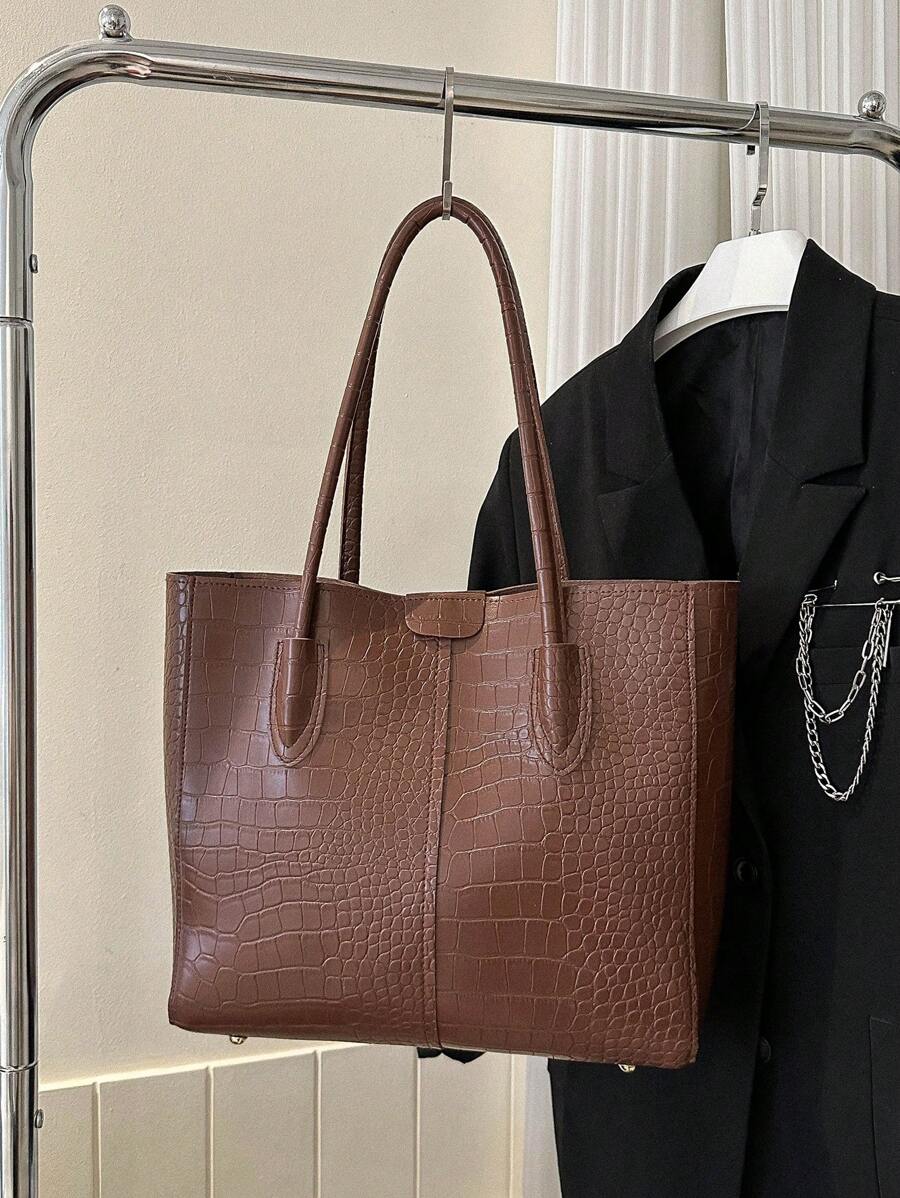 Solid Color Minimalist Luxury PU Trendy Niche Design High-End Tote Bag ...