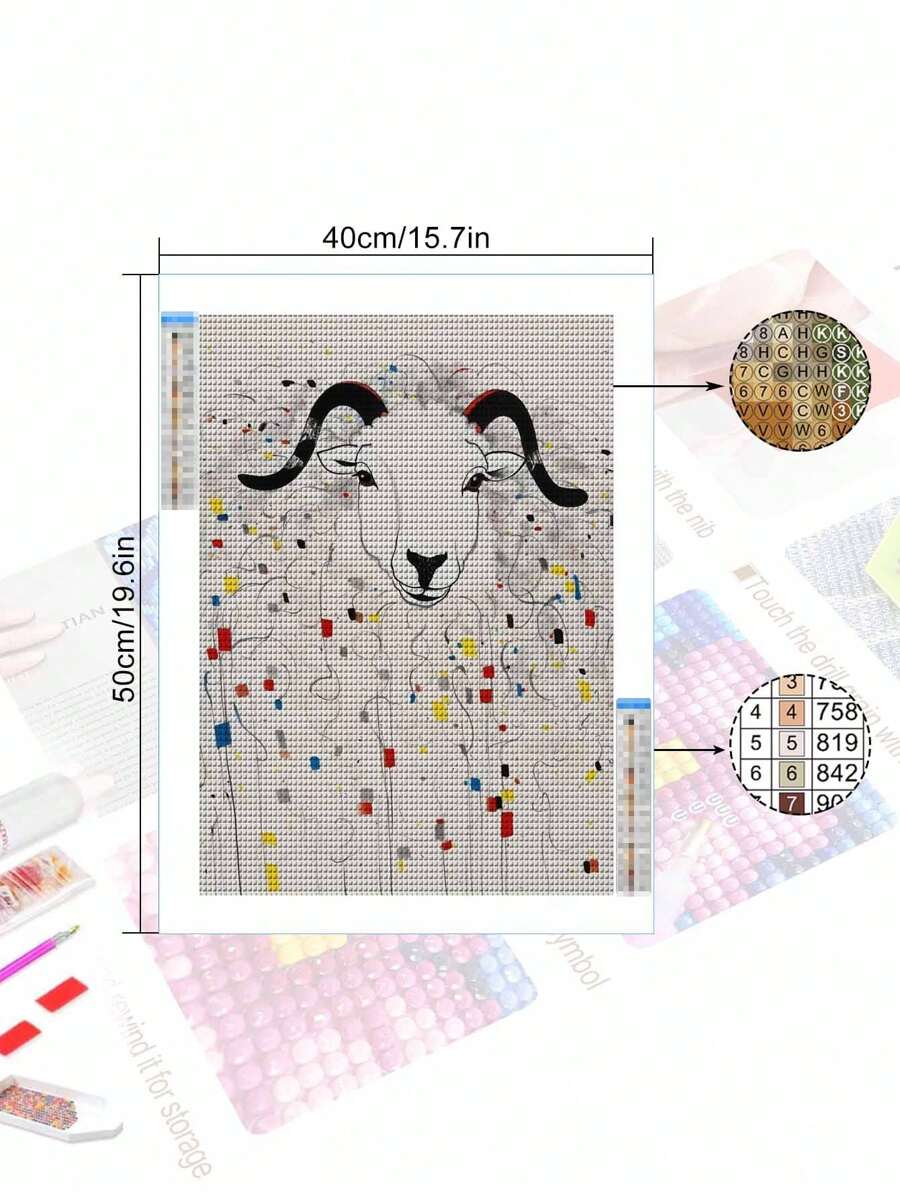 5D DIY Diamond Painting Mosaic Kit, Cute Sheep Diamond Art, Home Wall ...
