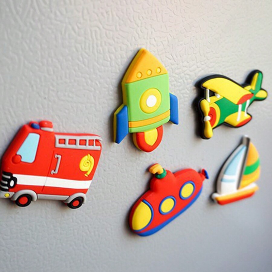 10 Pcs Transports Rubber Fridge Magnets, 3D Tracffic Magnets, Aircraft ...