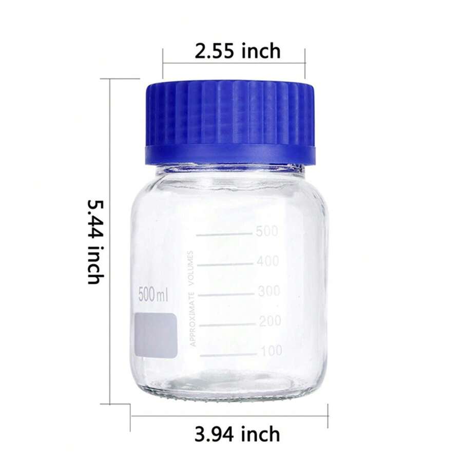 1 Pack Graduated Round Reagent Bottle Set, 500 ML Wide Mouth ...