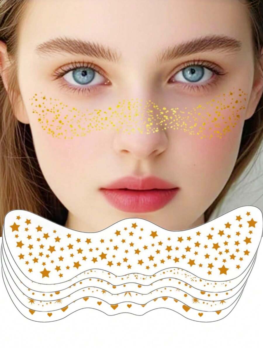 5 Sheets Gold Freckles Glitter Freckles Waterproof Gold Face Makeup ...