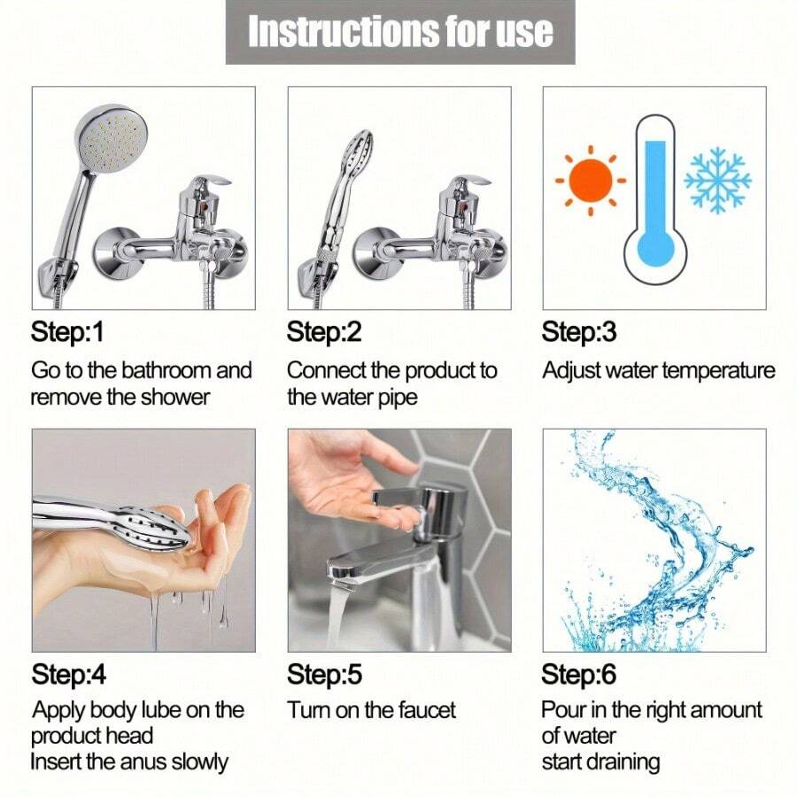 6-Head Aluminum Enema Nozzle Shower Set: Cleanse & Refresh With Colonic ...