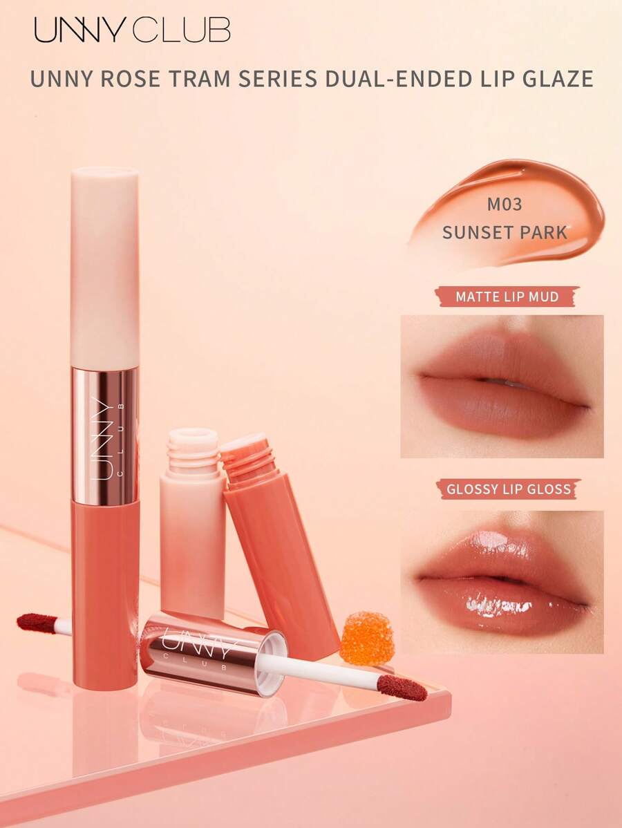 unny club UNNY ROSE TRAM SERIES DUAL-ENDED LIP GLAZE 1.8ML+1.8ML | SHEIN USA