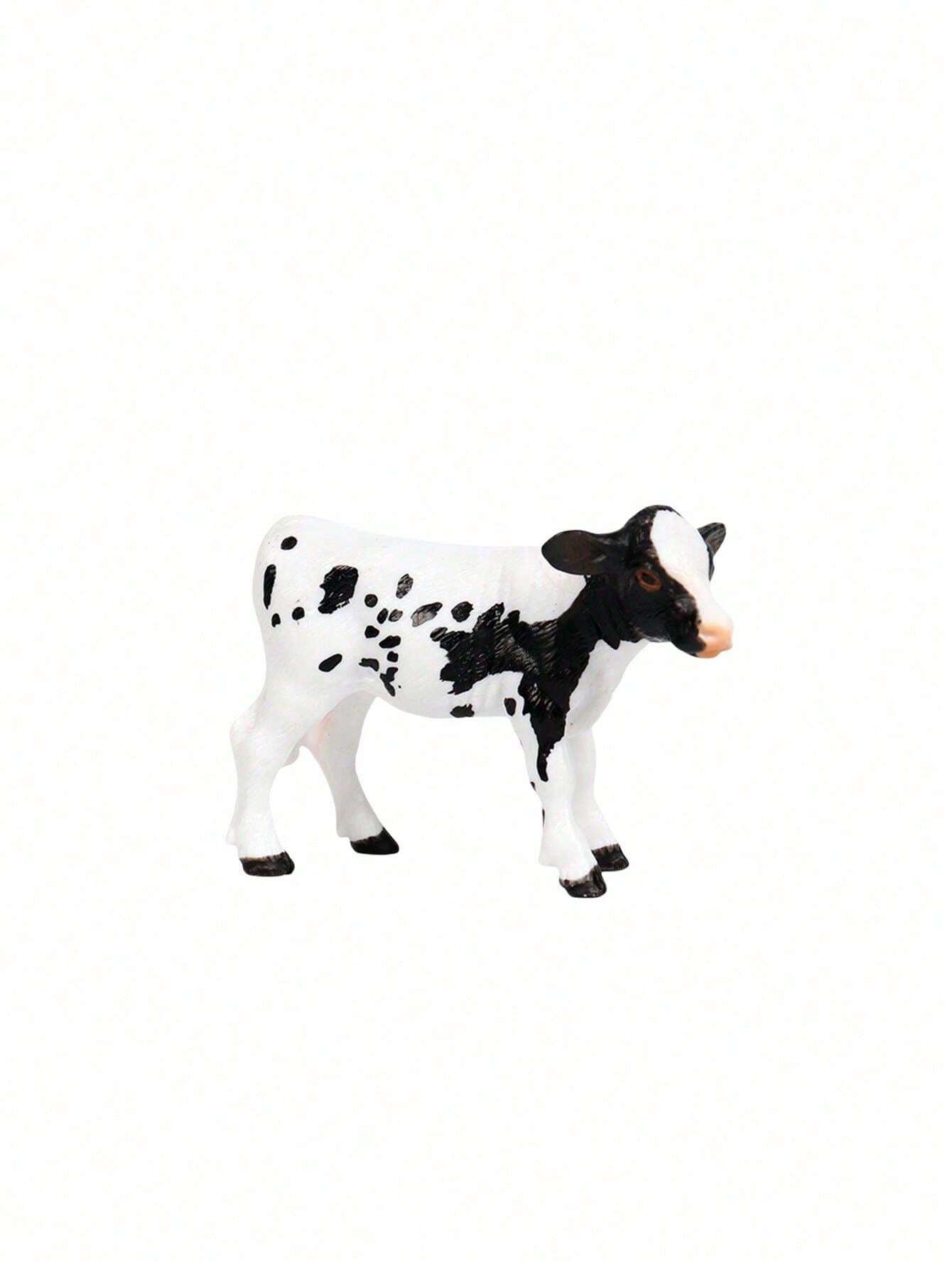 Realistic Black & White Cow Model, Farm Animal Miniature Figurines ...