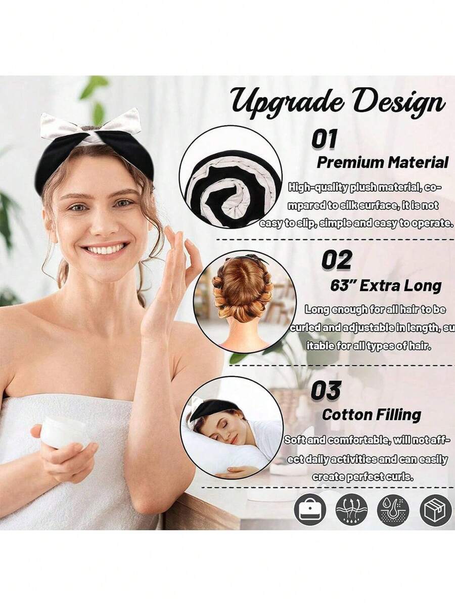 Hair Tie Style Bow Sleep Curling Tool Cross Border Large Wave Non Heat ...