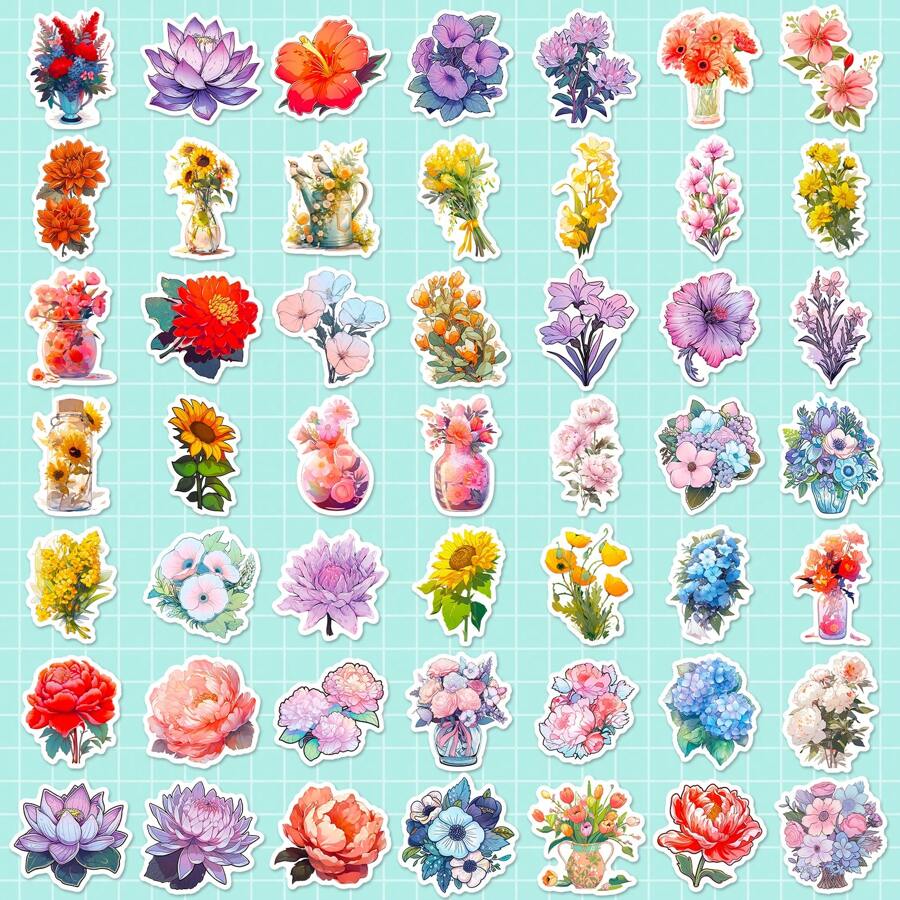 100Pcs Flower Stickers, Aesthetics Fresh Plant Graffiti Stickers Bulk ...
