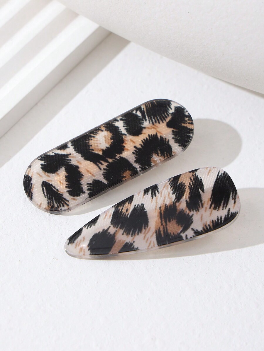 2pcs Women's Fashion Versatile Leopard Print Duck Bill Hair Clips ...