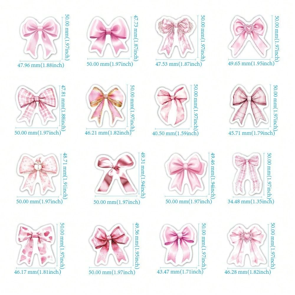 50Pcs Bows Stickers, Mini Bow, Vintage Aesthetic Stickers, Vinyl ...