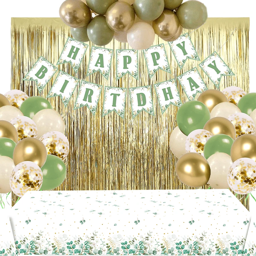 Sage Green Birthday Decorations, Green Birthday Decorations, Woodland ...