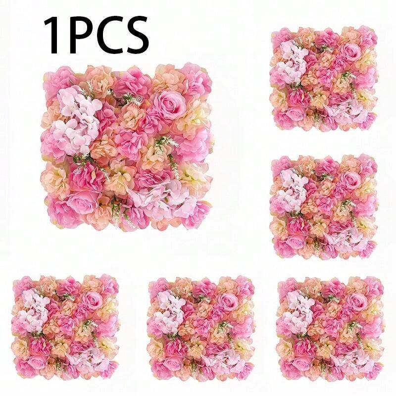 Artificial Flowers Wall Panel 3D Flower Backdrop Faux Roses For Wall ...