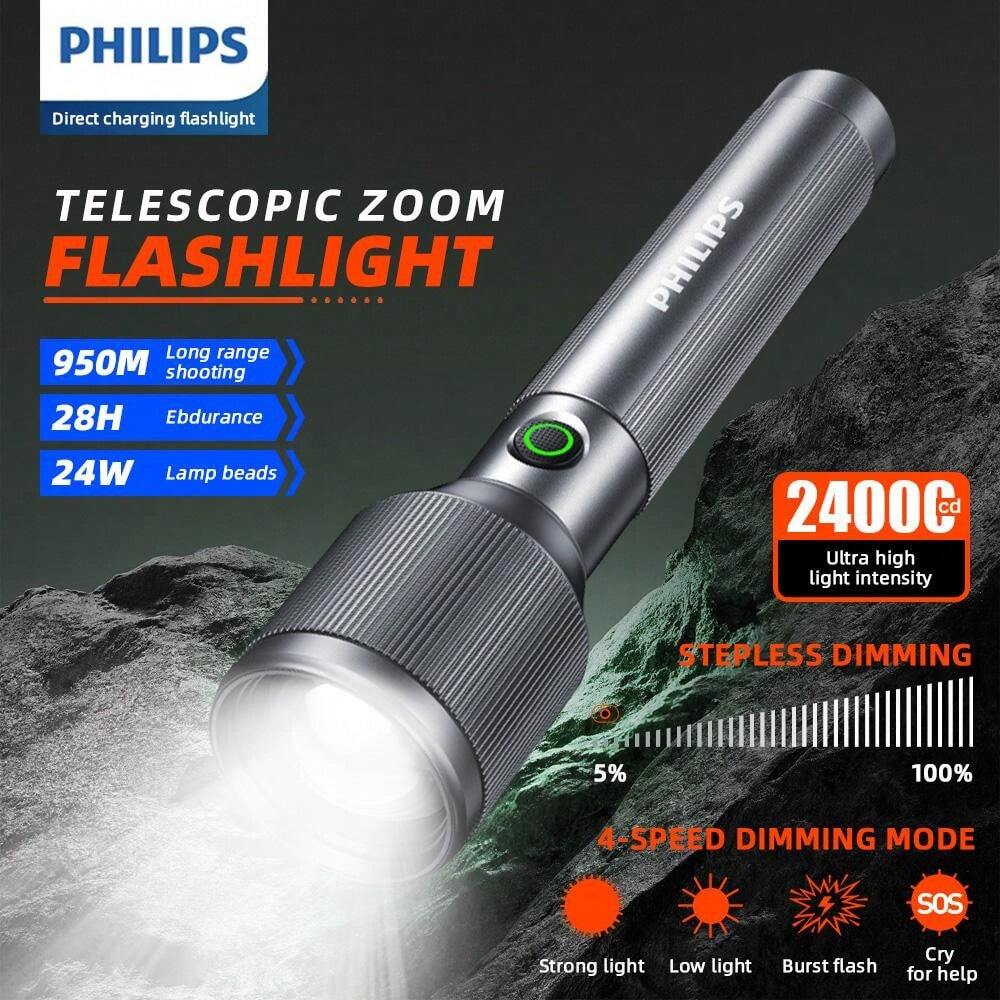 PHILIPS SFL2143 Zaklamp Sterke Zoom Lange Bereik Laserkanon Oplaadbaar ...