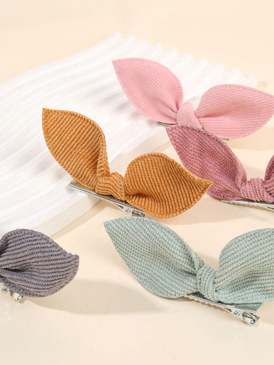 5pcs Bunny Ears Hair Clips For Girls Colorful Corduroy Bunny Ear ...