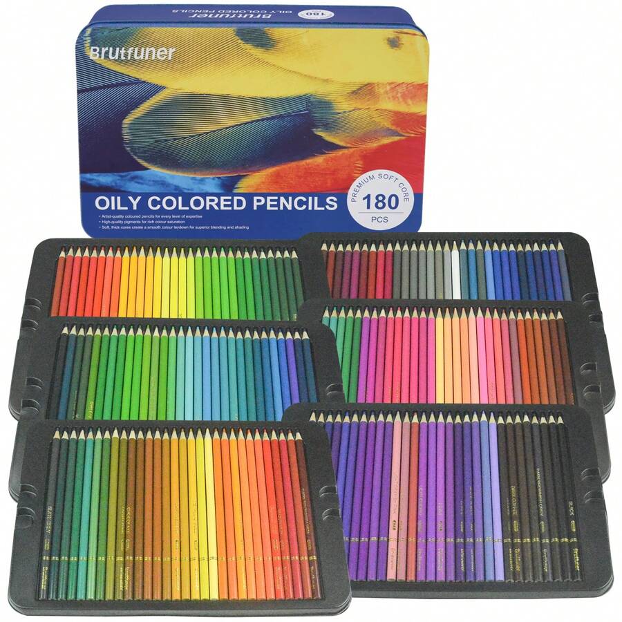 Brutfuner 180 Colored Pencil For Artists - Rich Pigment Soft Core - Oil ...