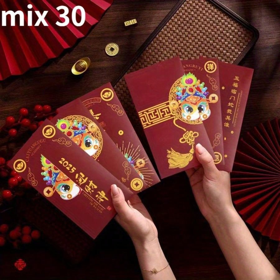 30pcs 2025 Chinese New Year Red Envelopes With Cute Snake Design, For ...