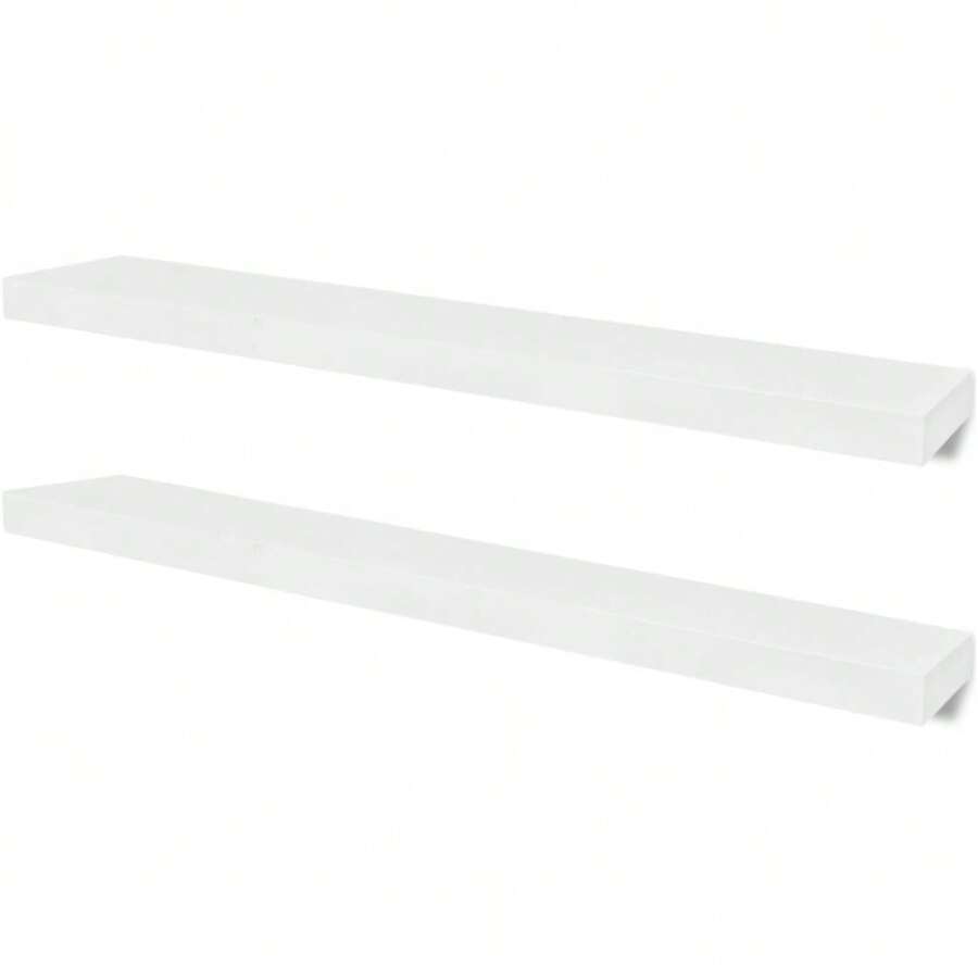 White Floating Wall Shelves Set Of Four 39.4 Inches Stylish Storage ...