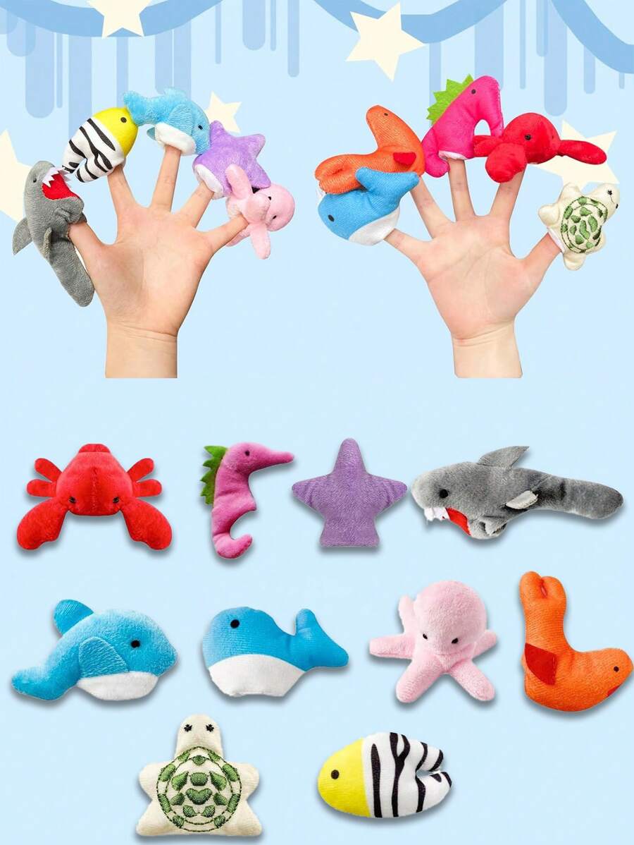 10pcs-Finger Sea Animals, Time Finger Puppets, Cute Finger Puppets ...