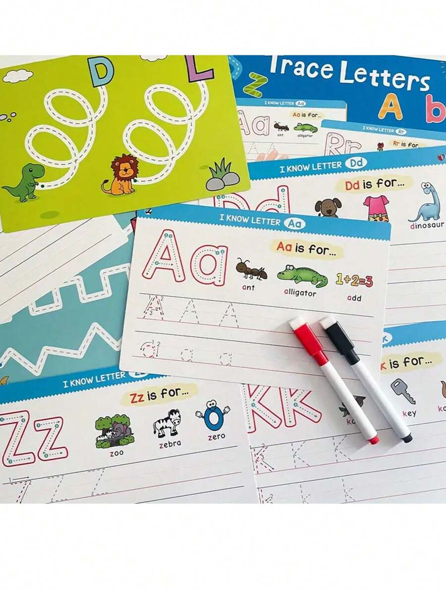 A5 Size Dry Erase Flash Cards With Letters, Words, And Numbers ...