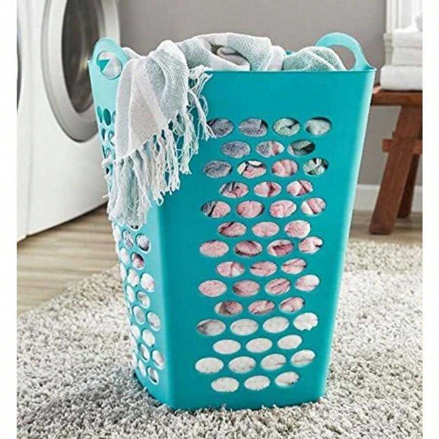 2 Pcs Of Mainstays Flexible Square Teal Laundry Hamper, Great Laundry ...