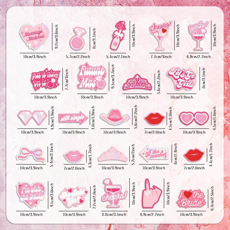 Bachelorette Photo Booth Props - 24 Pieces, Hot Pink Princess Photo ...