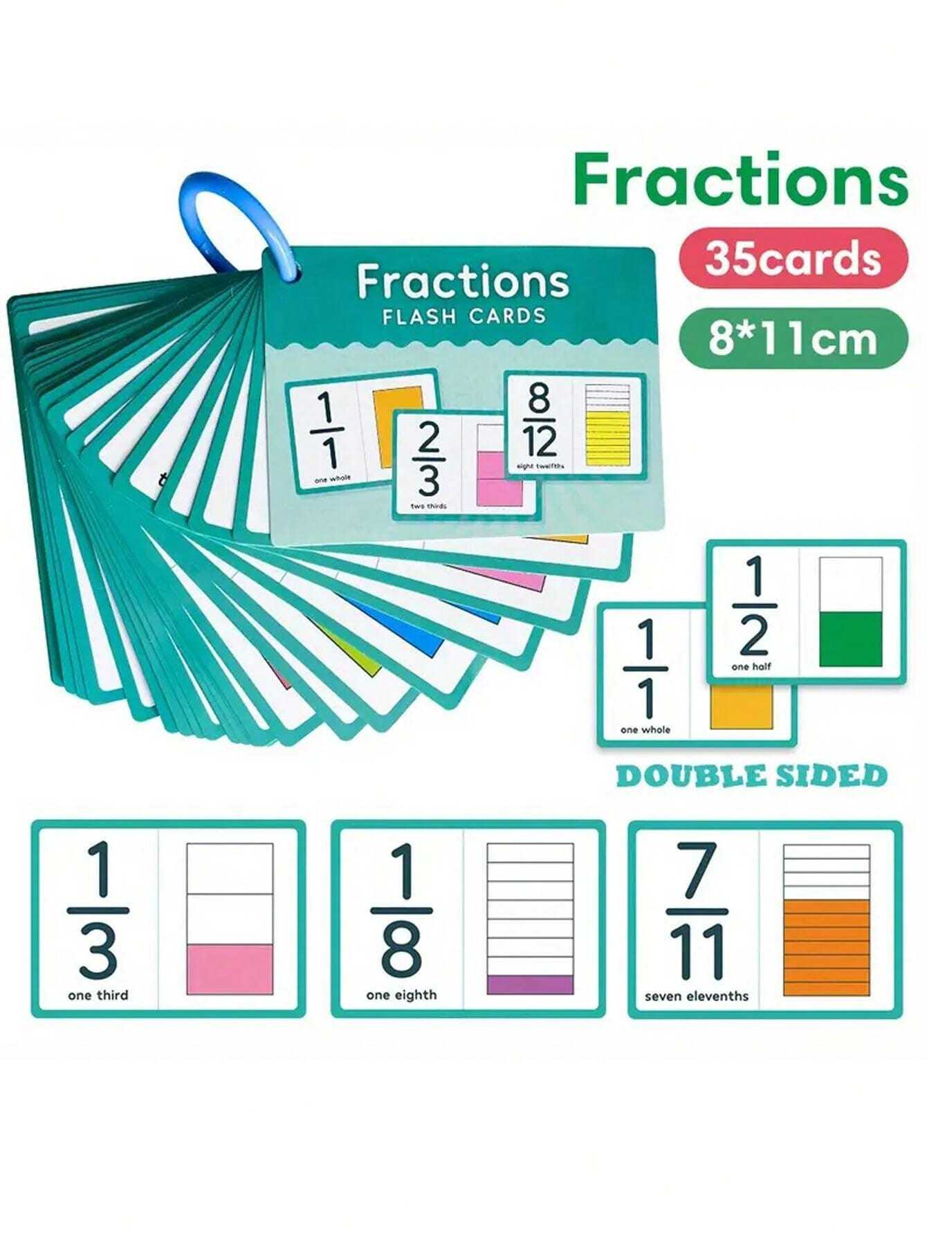 35pcs Fraction Flash Cards: From Integers To Twelfths - Educational ...