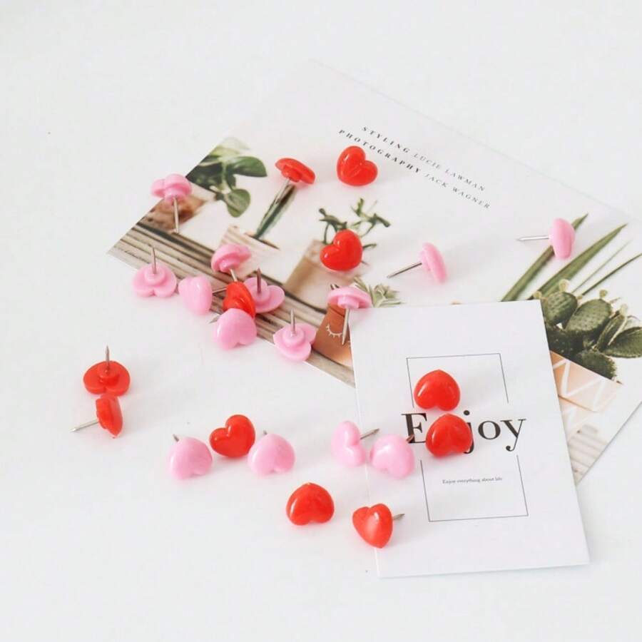 50 Pieces Creative Heart Color Small Pushpin Corkboard Nail Photo Wall ...