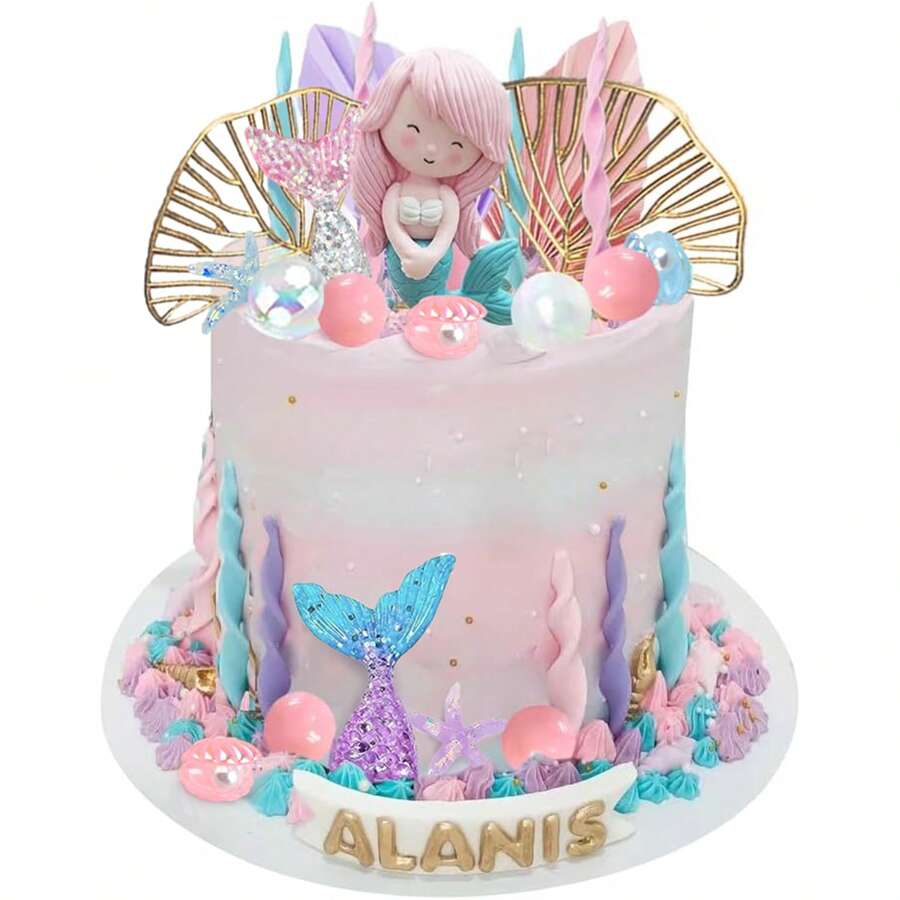 Mermaid Cake Topper Under The Sea Cake Toppers Set With Seaweed Bubble ...