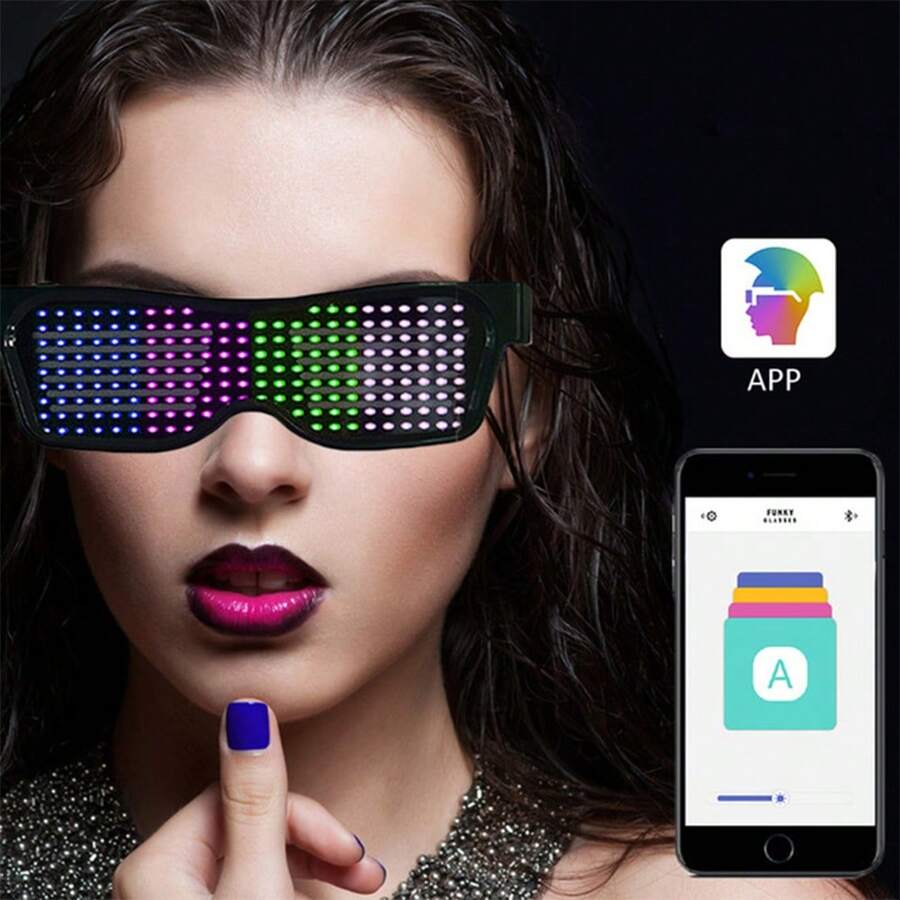 SIMSONLAB LED Glasses Customizable BT LED Glasses Colorful Light Glow ...