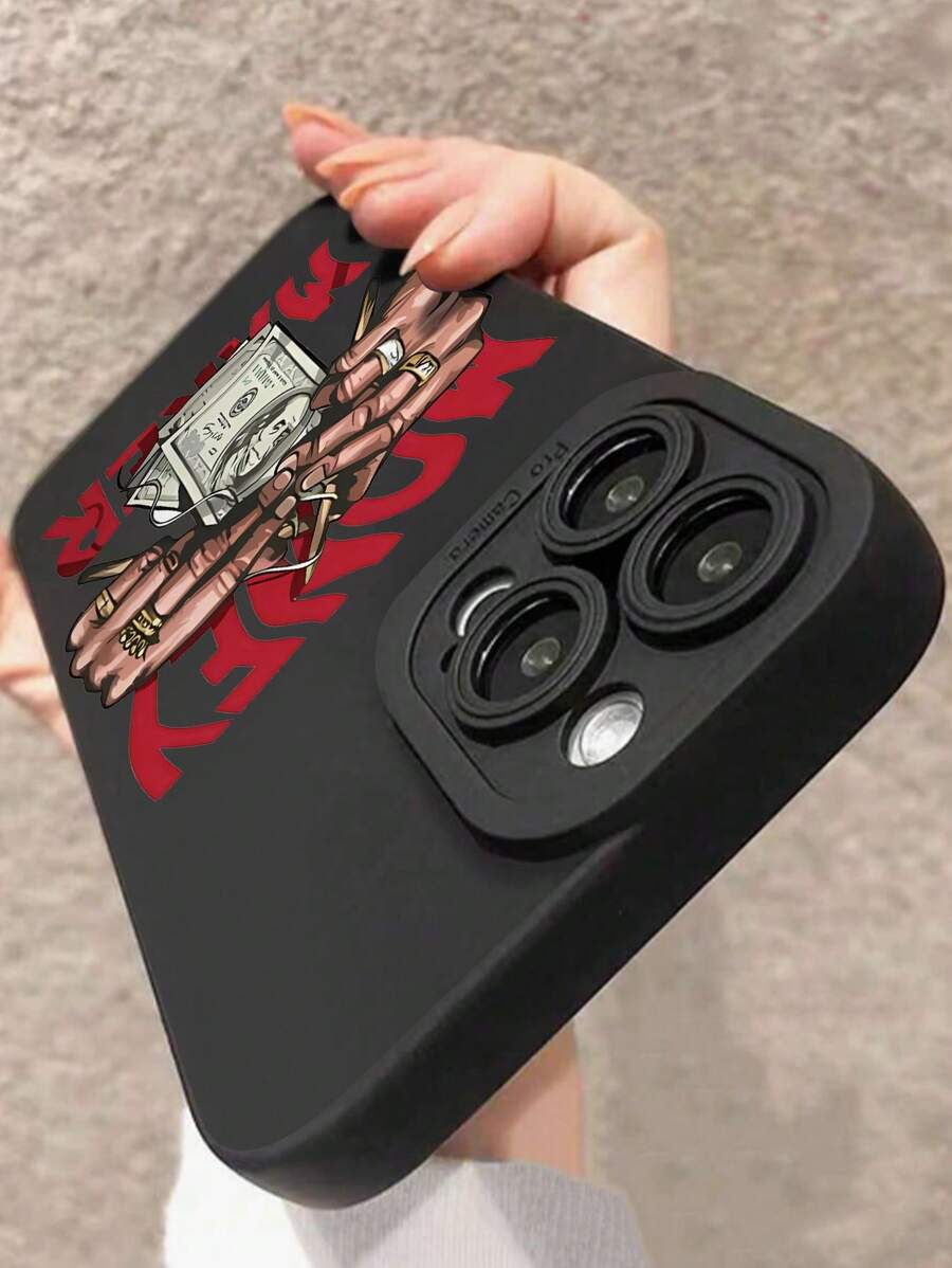 1pc Woven Dollar Pattern Black Pupil Full Coverage Anti-Drop Phone Case ...