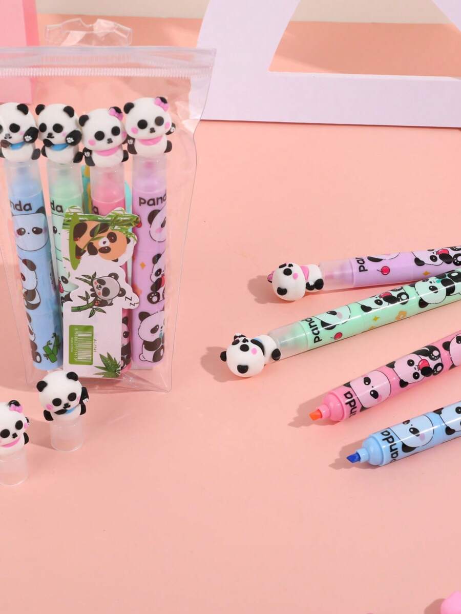 Randomly Selected Cute Panda Highlighter Pen Macaron Mini Fluorescent ...