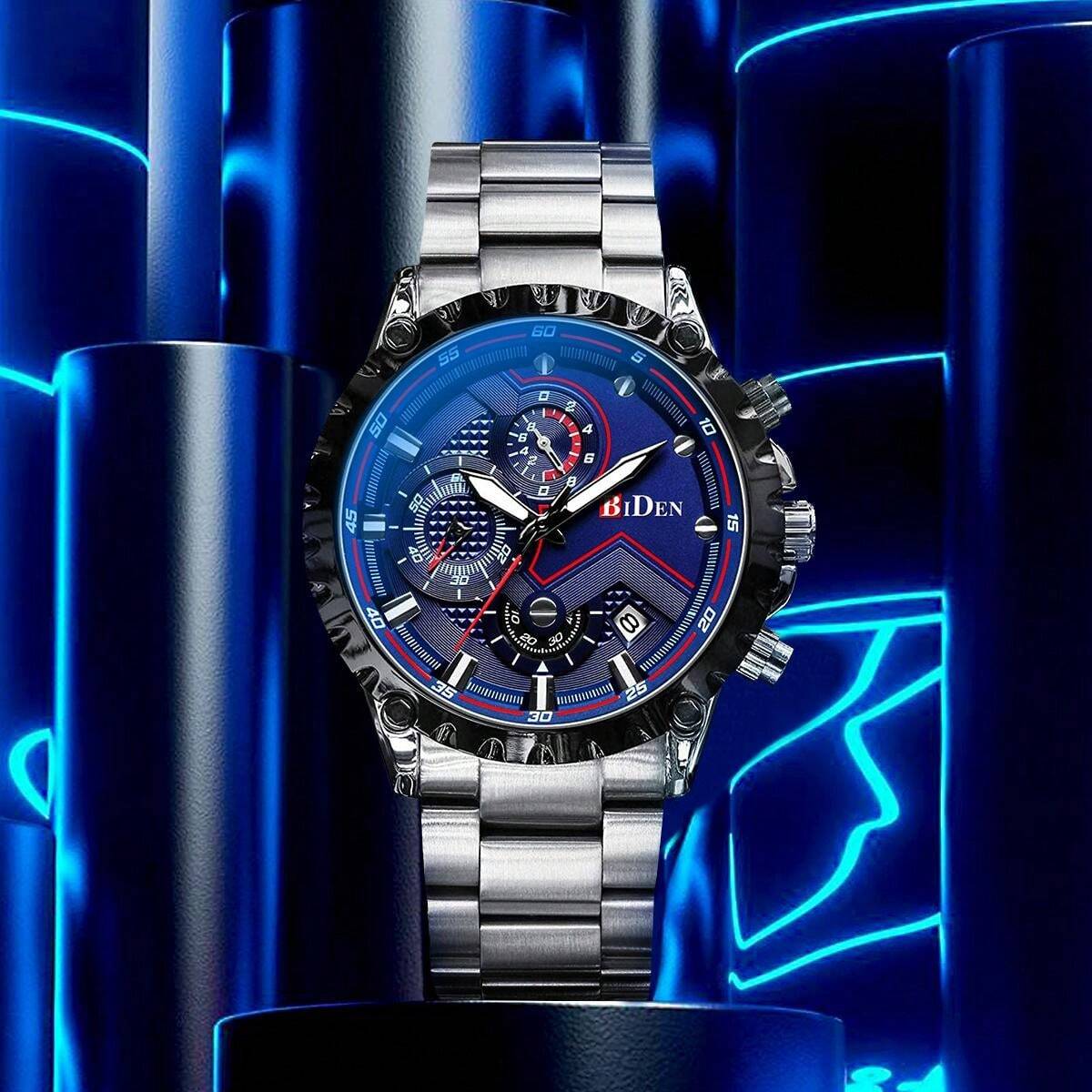 BIDEN Orologio da uomo con cronografo a sei lancette, impermeabile ...
