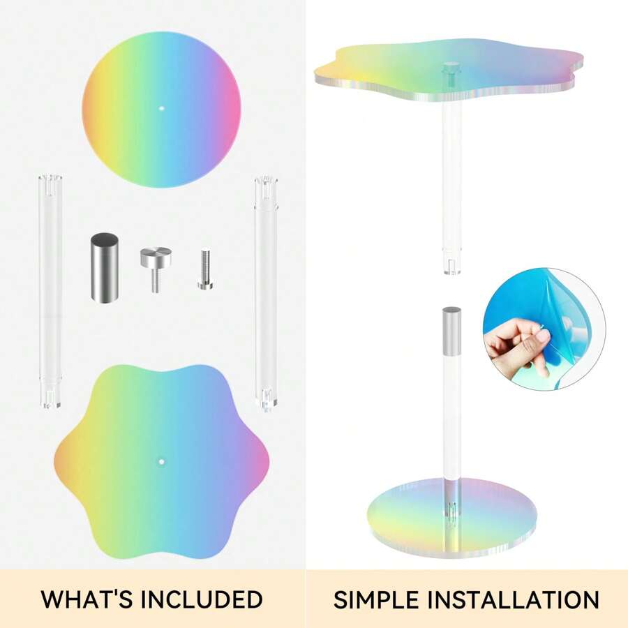 Rainbow Clear Side Table Small Acrylic End Tables Modern Flower-Like ...